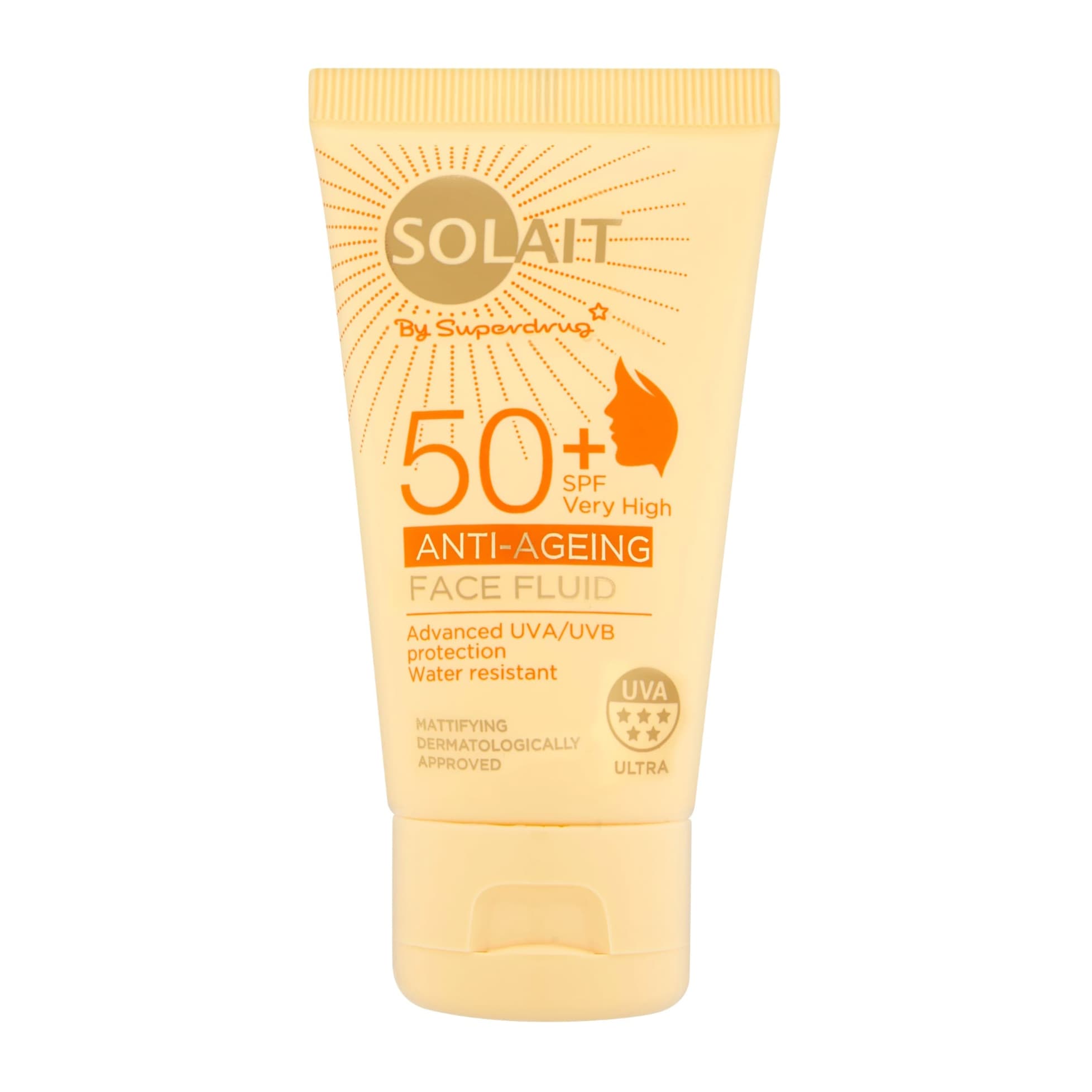 Shop Superdrug Solait Anti-Ageing Hydrating Face Fluid Sun Cream SPF50 ...