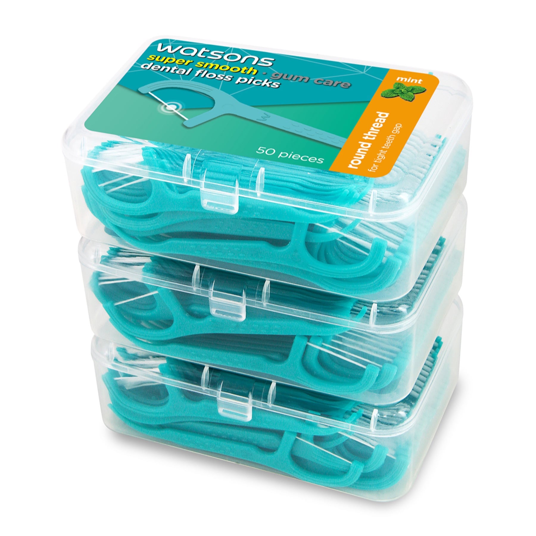 Watsons Super Smooth Mint Round Thread Dental Floss Picks
