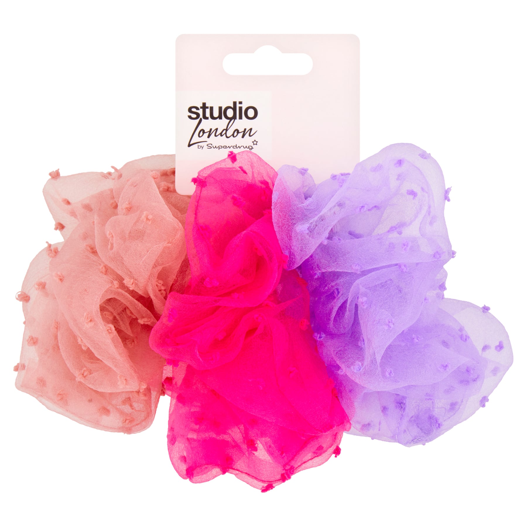Buy Superdrug Studio London Polka Dot Organza Scrunchies 3pcs – Watsons