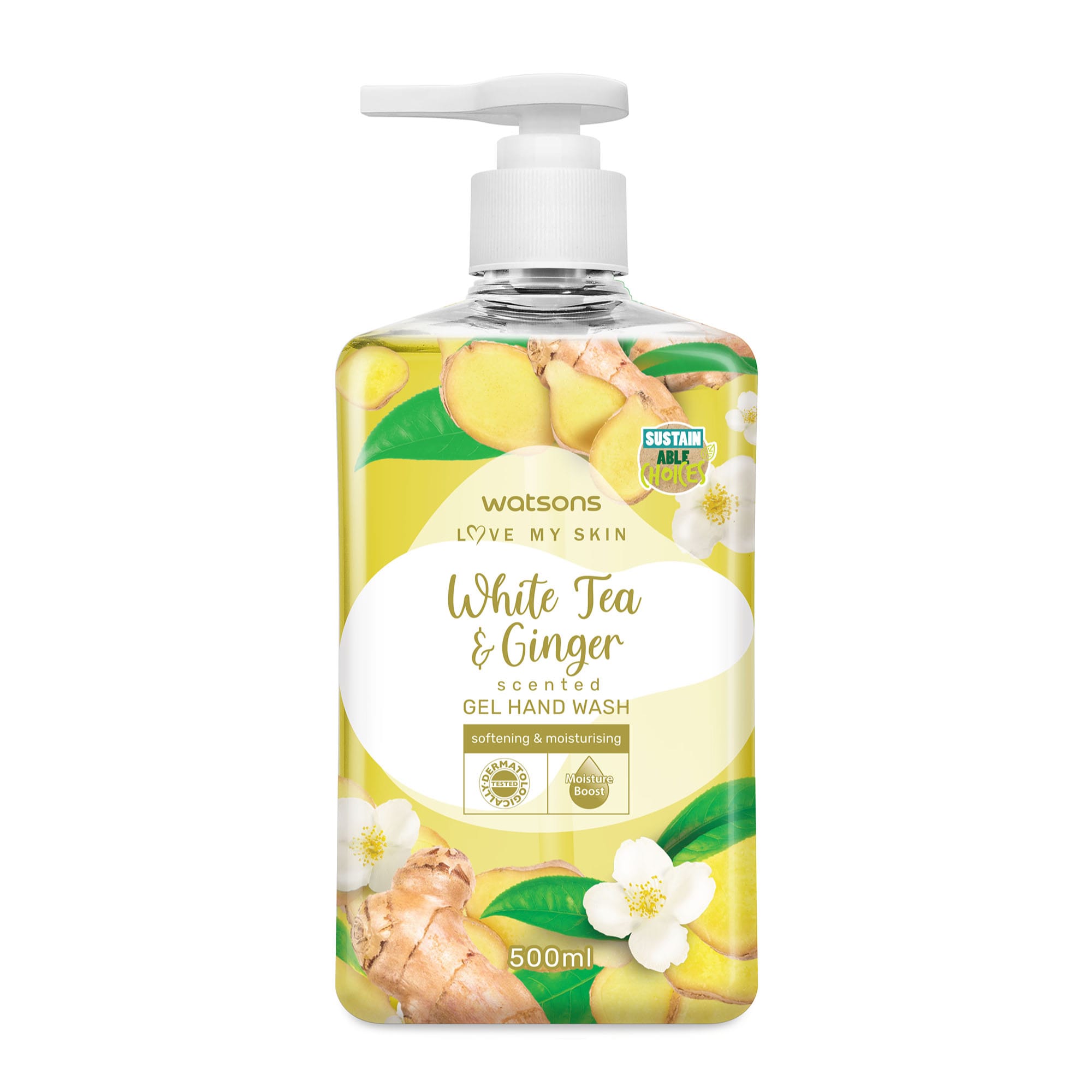 Buy Watsons White Tea & Ginger Scented Gel Hand Wash 500ml